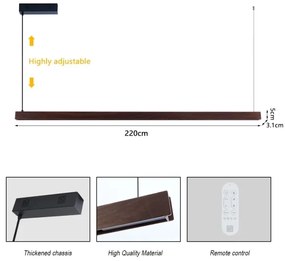 Immax NEO 07302L-LED Stm lustr na lanku MADEIRA 44W/230V Wi-Fi Tuya 202 cm ořech