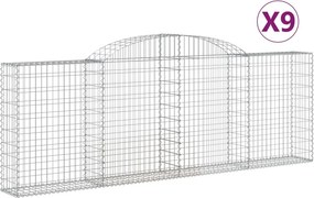 Klenuté gabionové koše 9 ks 300x30x100/120cm pozinkované železo 3146528
