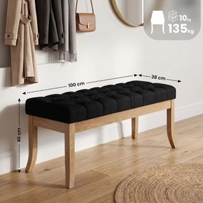 Lavice Ramses látka světlý antik 100 cm – černá