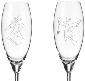 Dekorant Vánoční skleničky na šampaňské ANDÍLCI MAMINKA A TATÍNEK 2KS