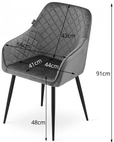 Jídelní židle NUGAT samet - granátová (černé nohy)