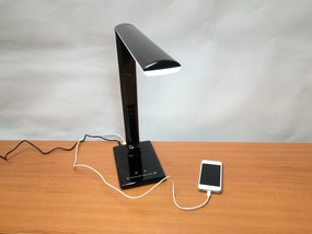 LED stolní lampička stmívatelná USB, 12W, volba teploty světla, černý lesk