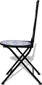 3dílný bistro set mozaikový keramický modro-bílý 271771