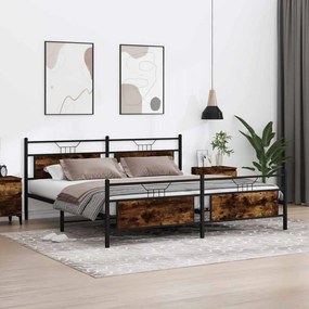 Kovový rám postele bez matrace kouřový dub 193 x 203 cm 3325095