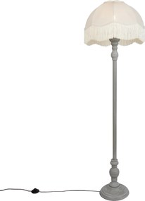 Stojací lampa šedá s béžovým stínidlem a bílým vnitřkem 45 cm - Classico