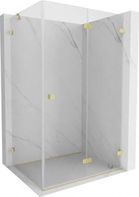 Mexen Lunar-F, sklápěcí sprchový kout pravý 100 x 80 cm, 8mm čiré sklo, zlatý matný profil, 836-100-080-55-00-P