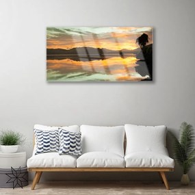 Obraz na skle Voda Hory Krajina 120x60 cm