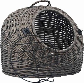 Přepravka pro kočku šedá 45 x 35 x 35 cm přírodní vrba 170904
