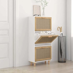 Botník Bílý 52 X 25 X Kompozitní Dřevo A Přírodní Ratan Bílá