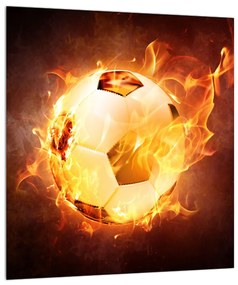 Obraz fotbalového míče v ohni (30x30 cm)