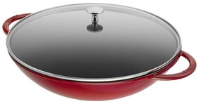 Staub pánev wok se skleněnou poklicí 37 cm/5,7 l višňová, 1313906