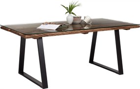 Jídelní stůl CALABRI přírodní barvy, černá, šířka 195 cm