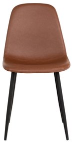 House Nordic Jídelní židle z PU, světle hnědá vintage s černými nohami, HN1224
