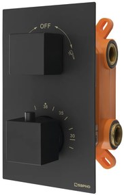 Sapho LATUS podomítková sprchová termostatická baterie, box, 2 výstupy, černá mat 1102-62B