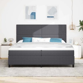 Postel s boxspringem s čelo Tmavě šedá a bílá 200 x 200 cm 3337572