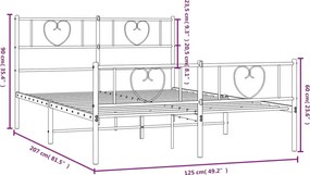 vidaXL Kovový rám postele s hlavovým a nožním čelem 120 x 200 cm [355528] Barva: Bílá