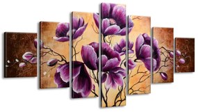 Gario Ručně malovaný obraz Rostoucí fialové květy - 7 dílný Rozměry: 210 x 100 cm