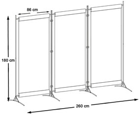 Mobilní dělič prostoru 260x180cm, šedý