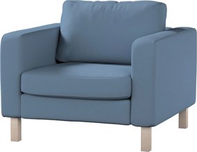 Potah na křeslo IKEA Karlstad, krátký barva modrá látka pletený vzor