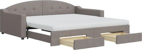Válenda s přistýlkou a zásuvkami taupe 100 x 200 cm textil 3197592