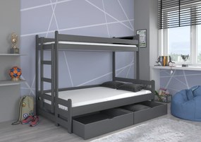 ADRK Furniture Třílůžková patrová postel s matracemi BENITO 200x90