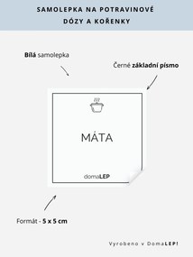 Samolepka na kořenky MÁTA bílá 5 × 5 cm základní písmo