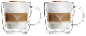 Skleněné hrnky v sadě 2 ks na cappuccino/dvoustěnné 330 ml Geo – Vialli Design