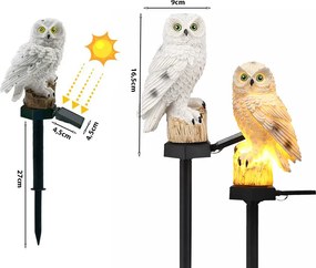 Verk Group SOLÁRNÍ LED LAMPY SOWA ZAHRADNÍ VELKÁ LAMPY ZAHRADNÍ DEKORACE