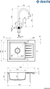 Deante Dřez Zorba s dřezovou baterií, granit -  alabastr