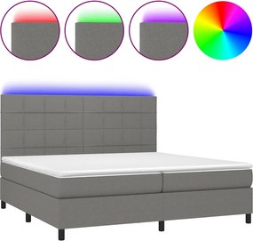 Box spring postel s matrací a LED tmavě šedá 200x200 cm textil 3134902