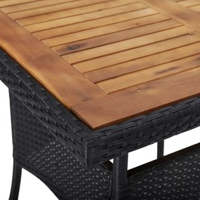 Zahradní jídelní stůl černý polyratan a masivní akáciové dřevo - Default Title
