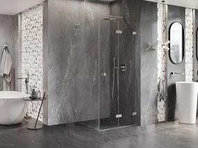 Mexen Lunar-F L, sprchový kout pravý 80 x 80 cm, 8mm čiré sklo, ocelový profil, 836L-080-080-97-00-P