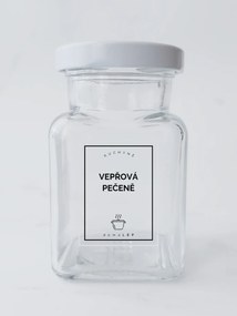 Samolepka na kořenky VEPŘOVÁ PEČENĚ průhledná 3 × 4 cm tučné písmo