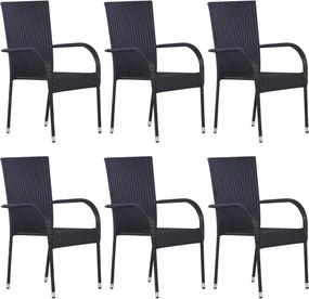 7dílný zahradní jídelní set černý polyratan 3156657