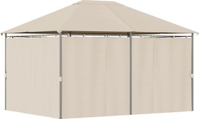 Zahradní altán Outsunny v koloniálním stylu, dvojitá střecha, odnímatelné boční závěsy, 4x3x2,72 m, khaki | Aosom