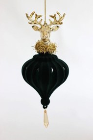 LUX zelený závěsný ornament jelen 20cm