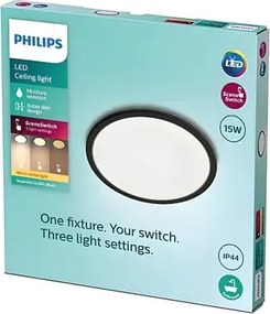 Philips SuperSlim CL550 černá / Stropní LED svítidlo / 15W / 2700K / O