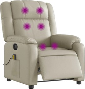 Elektrické masážní polohovací křeslo krémové umělá kůže 3205144