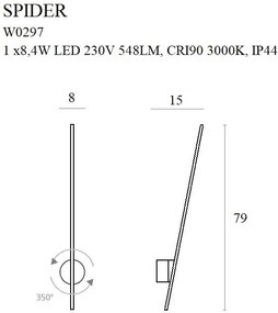 Maxlight W0297 SPIDER Nástěnné svítidlo IP44, zlaté