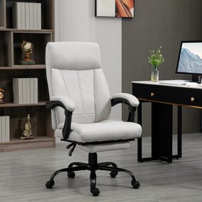 Kancelářská židle Vinsetto s masážní funkcí, ergonomická manažerská židle s výškově nastavitelnou opěrkou nohou, světle šedá pro kancelář a domácí ka…
