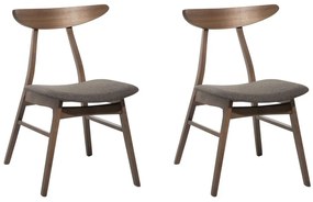 Sada 2 dřevěných jídelních židlí tmavé dřevo/šedá LYNN Beliani