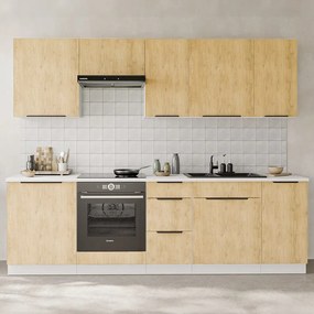 Kuchyňská linka CREMONA bc | 260 cm | rovná | UNI dvířka | PREMIUM BOX | bílá/cremona