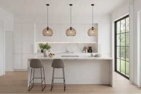 Závěsné svítidlo Timber 6, 1x dřevěné stínítko, (fi 21 cm)