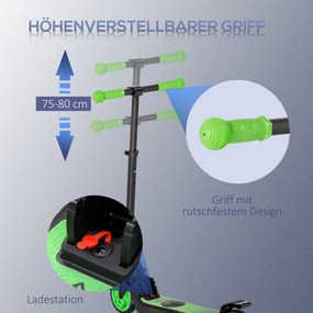 HOMCOM E-koloběžka elektrická koloběžka 120W motor, dojezd 6 km, max. 8 km/h, elektrická koloběžka od 6 let, zelená+bílá