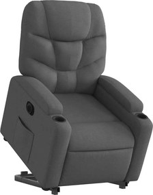 Elektrické zvedací polohovací křeslo tmavě šedé textil 3204621