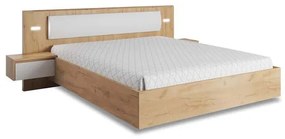 Dřevěná postel Xelo 160x200, 2x noční stolek, bez roštu a mat.