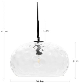 Černé závěsné svítidlo se skleněným stínidlem ø 40 cm Balma – Kave Home