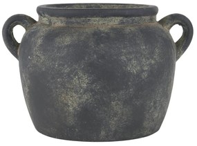 IB LAURSEN Obal na květináč Athen Patina Ø11 cm, šedá barva, černá barva, keramika