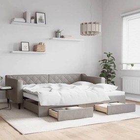 Válenda s přistýlkou a zásuvkami taupe 90 x 200 cm textil 3197465