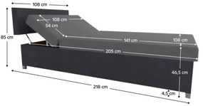 Čalouněná válenda s polohováním a úlo. prostorem DALLAS 108x205 cm šedá/antracit